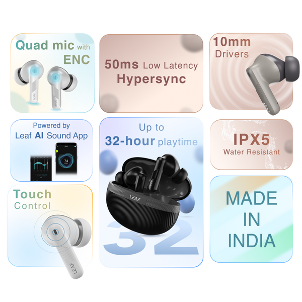Buy Leaf Wireless Headphones, Bluetooth Earbuds and Wireless Earphones
